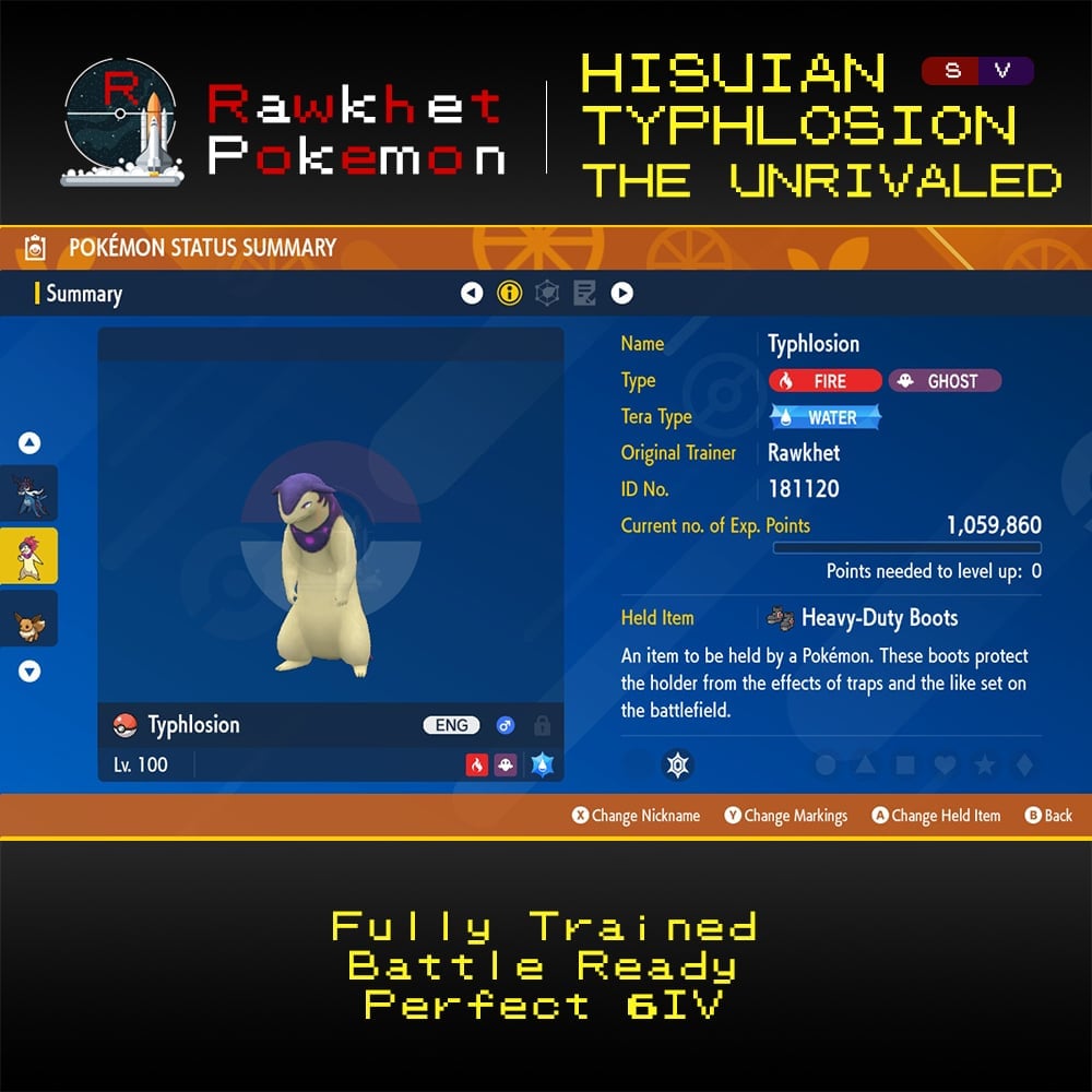 Hisuian Typhlosion The Unrivaled 6iv Battle Ready Pokemon Scarlet And Violet Rawkhet Pokemon