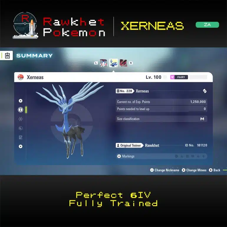 Xerneas (6IV, Battle Ready) – Pokemon Legends Z-A - Rawkhet Pokemon