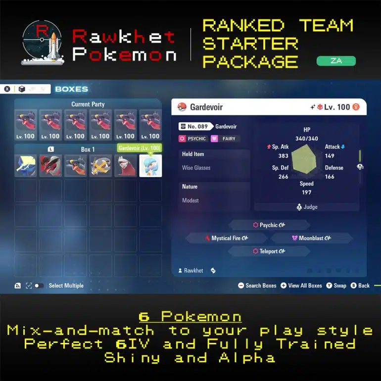 Z-A Ranked Team Starter Pack (6x, 6IV, Shiny, Alpha) – Pokemon Legends ...