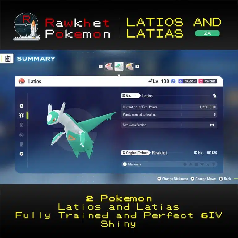 Latias & Latios (2x, 6IV, Battle Ready) – Pokemon Legends Z-A - Rawkhet ...