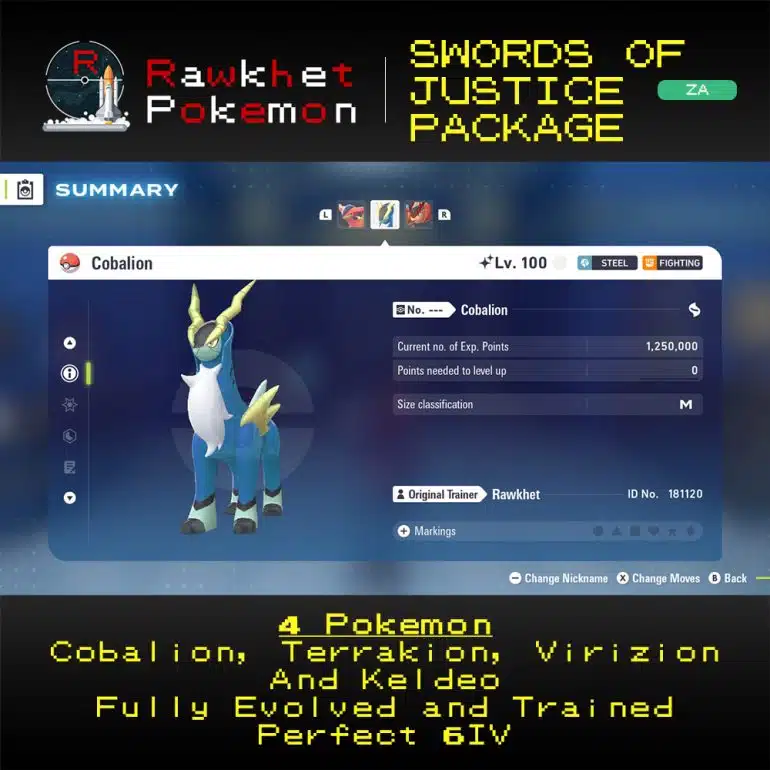 Swords of Justice Package (4x, 6IV, Shiny) – Pokemon Legends Z-A ...