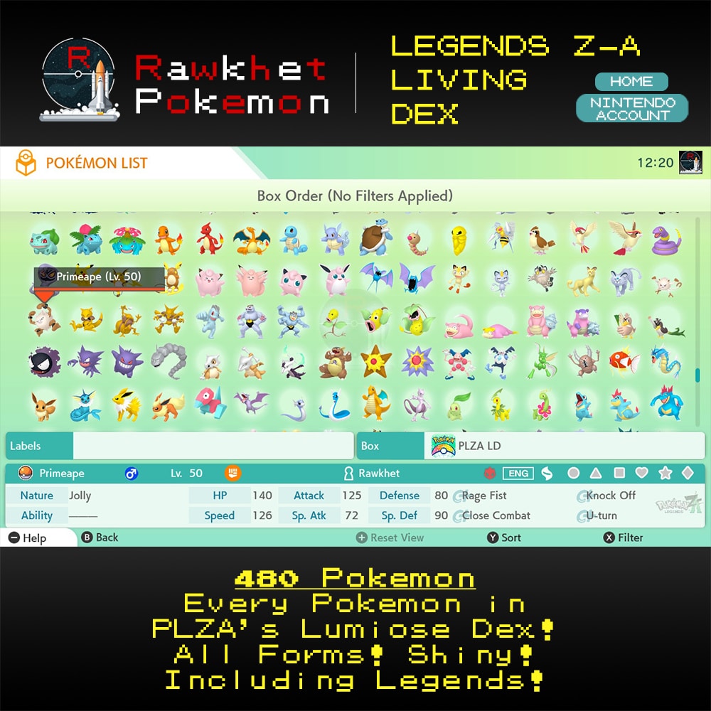 Legends: Z-A Living Dex (480x, Battle Ready, Shiny) – Pokemon Home ...