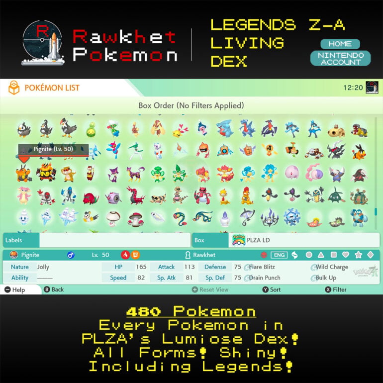 Legends: Z-A Living Dex (480x, Battle Ready, Shiny) – Pokemon Home ...
