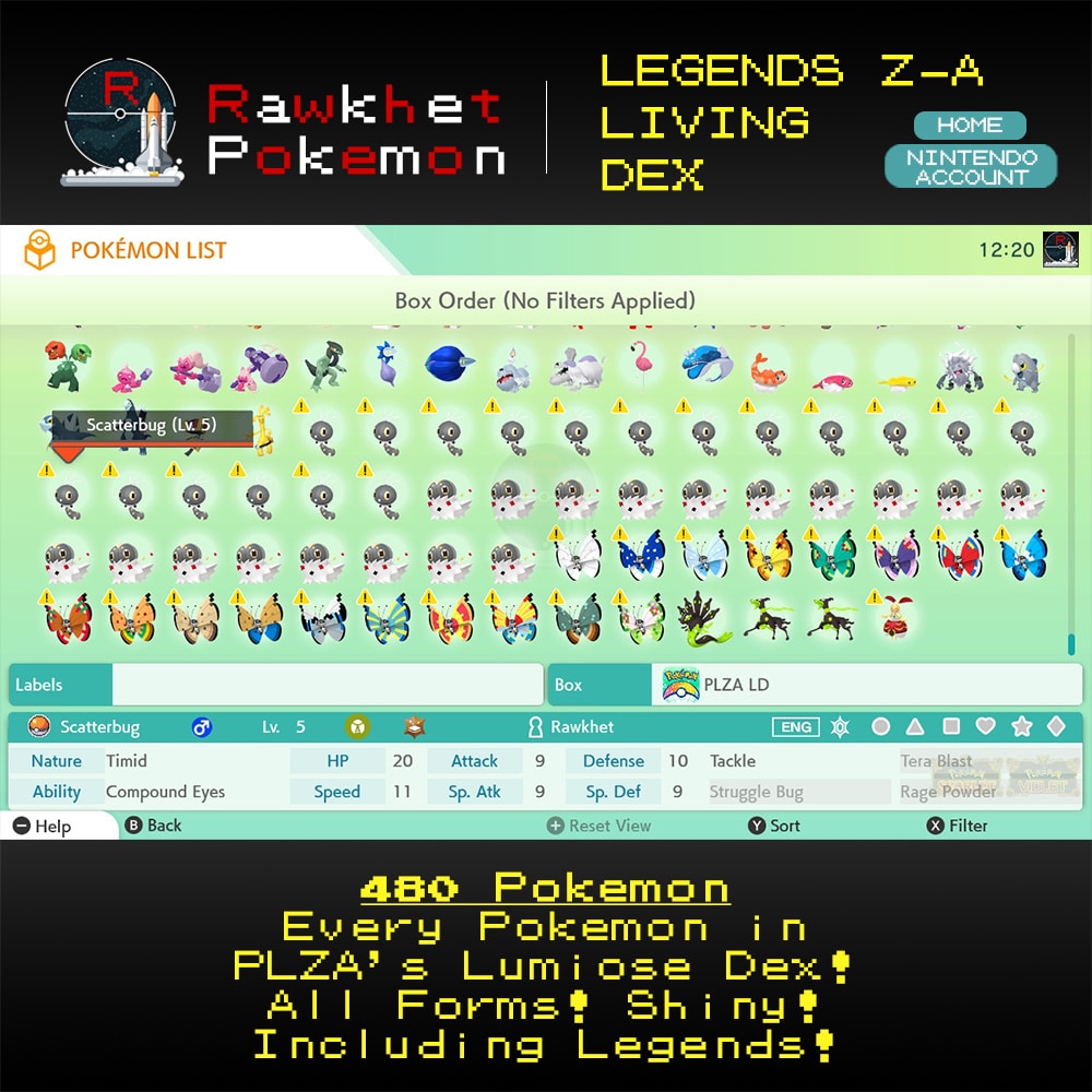 Legends: Z-A Living Dex (480x, Battle Ready, Shiny) – Pokemon Home ...
